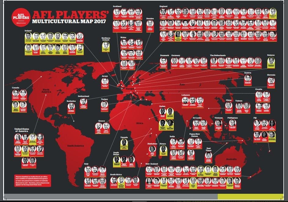 AFL Players' Association release 2017 Multicultural Map - AFL News ...