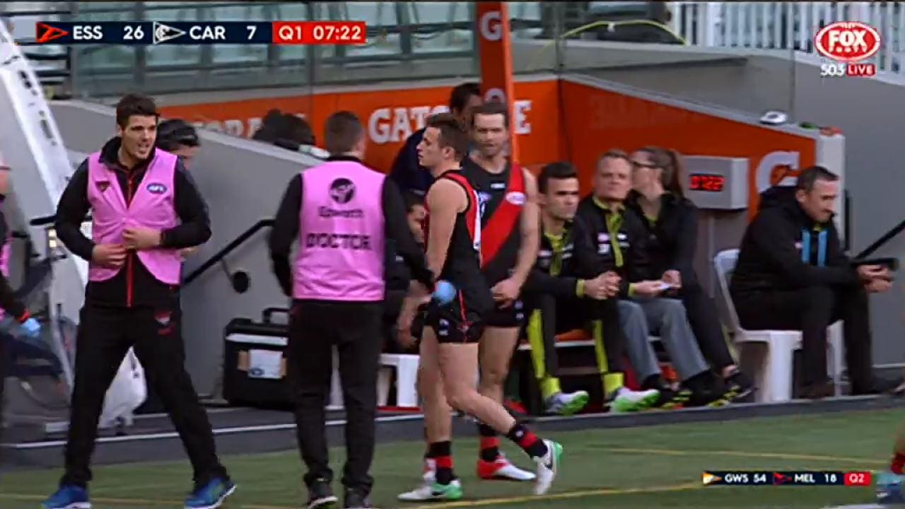 WATCH: Essendon star forward's day is done - AFL News - Zero Hanger