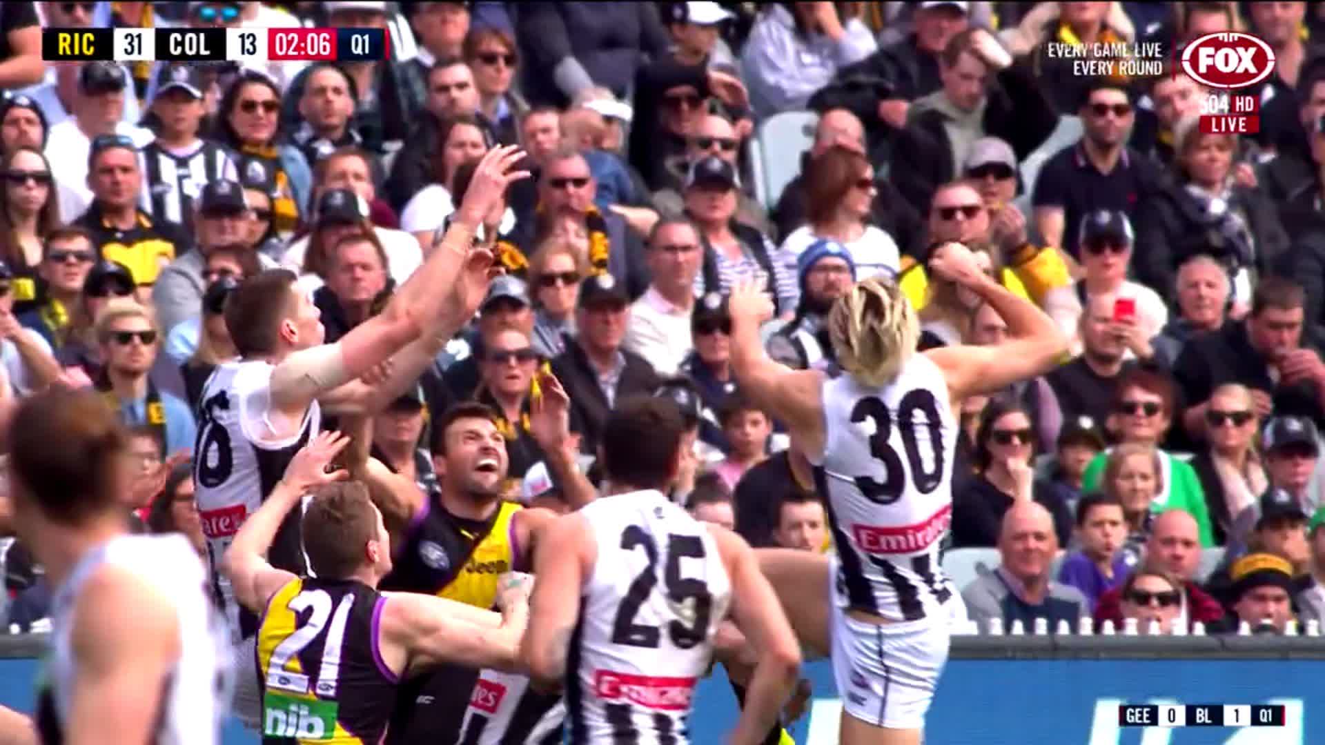 WATCH: Howe done for day after getting KO'd by Moore - AFL News - Zero ...