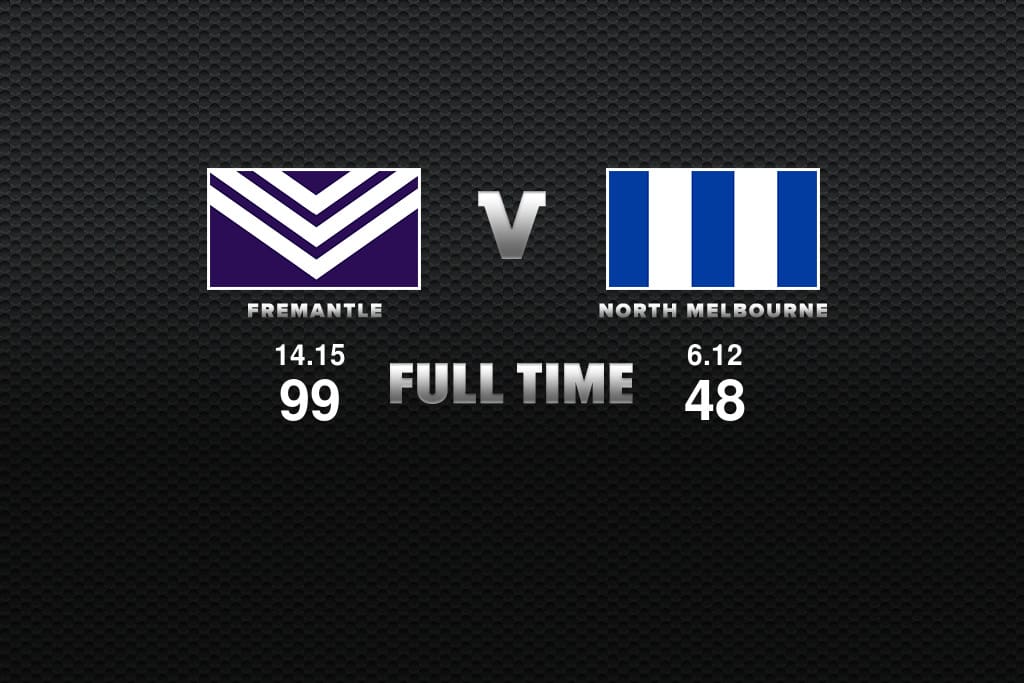 FULL TIME: Fremantle vs North Melbourne - Round 6, 2021 - AFL News ...