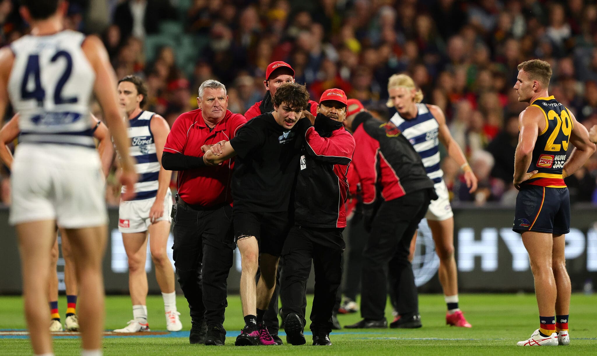 Adelaide pitch invader arrested, looking at hefty penalty - AFL News ...