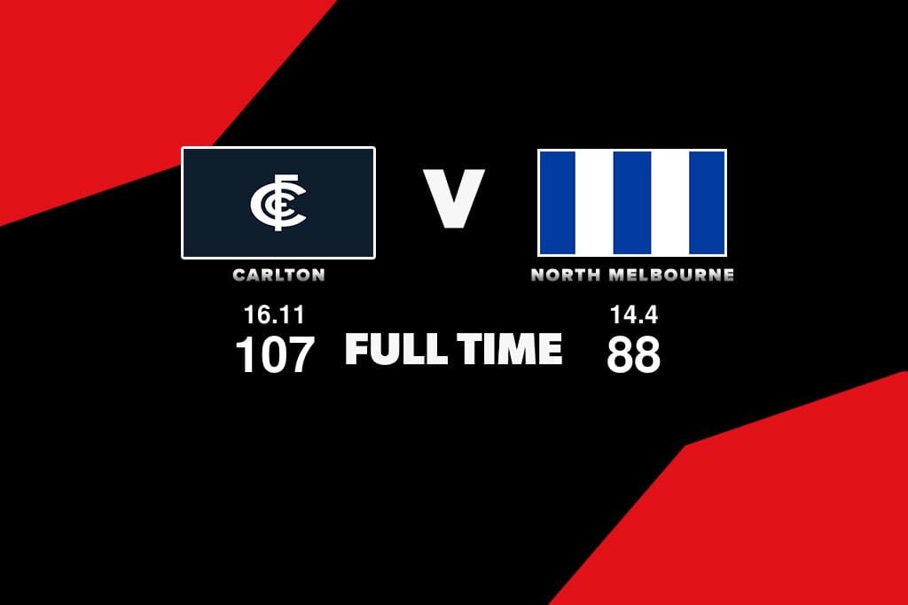 FULL TIME: Carlton vs North Melbourne - Round 19, 2024 - AFL News ...