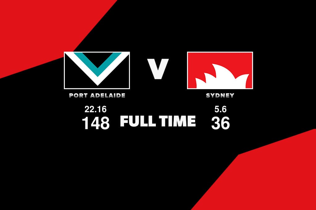 FULL TIME: Port Adelaide vs Sydney - Round 21, 2024 - AFL News - Zero ...