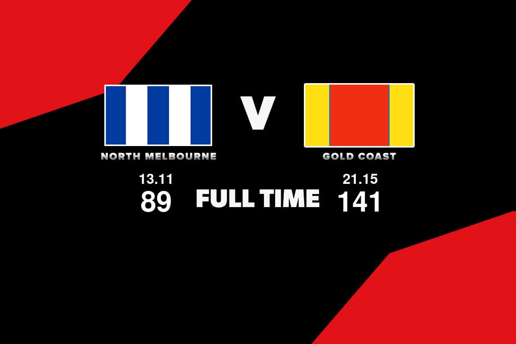 FULL TIME: North Melbourne vs Gold Coast - Round 5, 2025 - AFL News ...